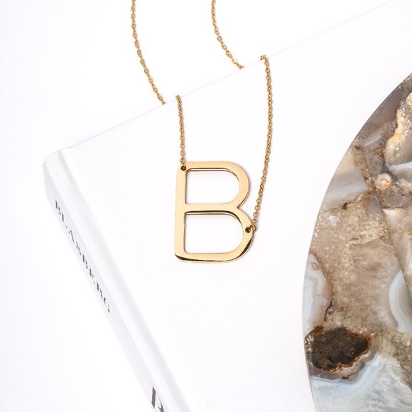 Jewelry | Letter B Pendant Necklace In Stainless Steel | Poshmark